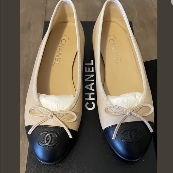 CHANEL | Shoes | Chanel Classic Tan And Black Ballerinas | Poshmark